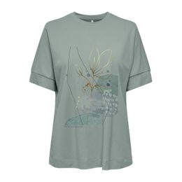 Kurzarmshirt Only "ONLJANY S/S O-NECK PRINT TOP BOX JRS", Damen, Gr. L, jadeite print:janey journey, Jersey, Obermaterial: 53% Viskose, 47% Nylon, normal, Rundhals, angesetztes B&uuml;ndchen, Shirts, Viskosemischung, regular fit, Rundhals