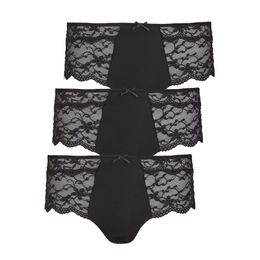Hipster Nina von C. "3er Pack Damen Hipster Silver Edition", Damen, Gr. 36, schwarz, Obermaterial: 86% Polyamid PA. 14% Elasthan EL., Unterhosen