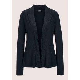 Madeleine Mode Langarmshirt MADELEINE "Shirtjacke Elegante Jersey-Jacke mit Schalkragen", Damen, Gr. 38, blau (marine, schwarz), Obermaterial: 49% Viskose CV. 45% Polyester PES. 6% Elasthan EL., Modern, Shirts Langarmshirt