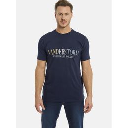 Rundhalsshirt Jan Vanderstorm "T-Shirt BERGTHOR", Herren, Gr. L, blau (dunkelblau), Obermaterial: 100% Baumwolle CO., Shirts Rundhalsshirt