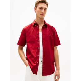 Kurzarmhemd Tommy Hilfiger "FLEX POPLIN SOLID", Herren, Gr. M, N-Gr, regatta rot, Web, Obermaterial: 100% Baumwolle, unifarben, regular fit normal, Rundhals, eingesetzt abgesteppte Kante, Hemden, Regular fit mit Button-Down-Kragen