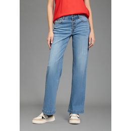 Weite Jeans Bruno Banani, Damen, Gr. 40, N-Gr, blau (light blau used), Denim/Jeans, Obermaterial: 98% Baumwolle, 2% Elasthan, unifarben, weit lang, Jeans, mit Elasthan-Anteil, aus Baumwollmaterial