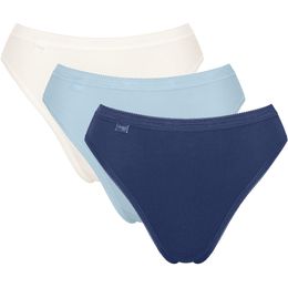 Tai-Slip Sloggi "Basic+ Tai C3P", Damen, Gr. 46, blau (multiple colours 20), Single Jersey, Obermaterial: 95% Baumwolle, 5% Elasthan, unifarben, k&ouml;rpernah, Unterhosen, perfekter Sitz