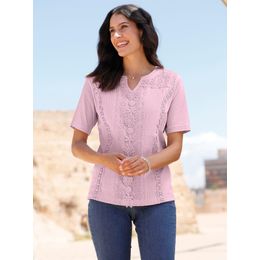 Spitzenshirt Inspirationen "Shirt", Damen, Gr. 36, rosa (ros&eacute;), 100% Baumwolle, Spitze:100% Baumwolle, Webware:100% Baumwolle, unifarben, Rundhals, Shirts