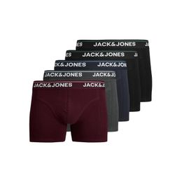 Jack & Jones Trunk JACK & JONES "JACTIMOTHY SOLID TRUNKS 5 PACK", Herren, Gr. L, 5 Stk., winetasting pack:schwarz navy, phantom, schwarz, schwarz, Jersey, Obermaterial: 95% Baumwolle, 5% Elasthan, unifarben, bequem, Unterhosen