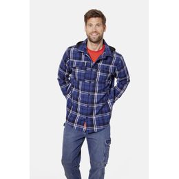 Kapuzenhemd HERO by John Medoox "HUNTER Workwear Arbeitshemd mit Kapuze", Herren, Gr. M, US-Gr&ouml;&szlig;en, blau (dunkelblau check), Fleece, 100% Polyester, regular fit, Hemden, Arbeitshemd mit Kapuze Funktionsqualit&auml;t f&uuml;r Herren