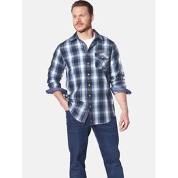 Karohemd Jan Vanderstorm "Hemd KAITAR", Herren, Gr. 3XL, weit, blau (blau kariert), Obermaterial: 100% Baumwolle CO., Hemden Karohemd