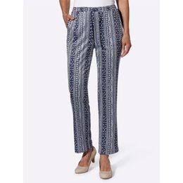 Schlupfhose Classic Basics, Damen, Gr. 40, Normalgr&ouml;&szlig;en, blau (marine, wei&szlig;, gestreift), 100% Polyester, gebl&uuml;mt, gemustert, mehrfarbig, Hosen Schlupfhose