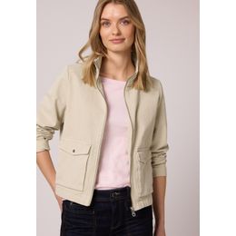 Kurzjacke Street One, Damen, Gr. 42, powder beige, Web, 100% Baumwolle, unifarben, normal normal, hoch geschlossener Ausschnitt, abgesteppt, Jacken Kurzjacke, aus reiner Baumwolle