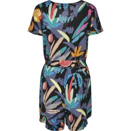 Jumpsuit Urban Classics "Urban Classics Damen Ladies Short Viscose Belt Jumpsuit", Damen, Gr. M, US-Gr&ouml;&szlig;en, schwarzfruity, 100% Viskose, loose fit, Overalls Jumpsuit