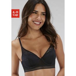Push-up-BH s.Oliver, Damen, Gr. 70, Cup B, schwarz, Spitze, Obermaterial: 64% Polyamid, 26% Polyester, 10% Elasthan, BHs Push-up-BH, mit B&uuml;gel aus modischer Spitze und Soft-Mesh, Dessous