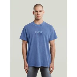 G-Star Raw T-Shirt G-STAR "Multi Logo Overdyed Loose T-Shirt", Damen, Gr. L, dutch blau gd, Obermaterial: 100% Baumwolle, Shirts T-Shirt