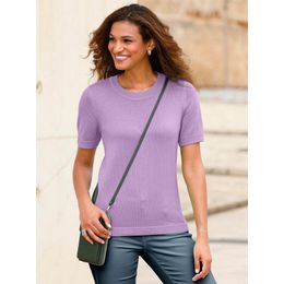 Kurzarmpullover Casual Looks "Pullover", Damen, Gr. 38, lila (flieder), 50% Baumwolle, 50% Polyacryl, unifarben, Pullover