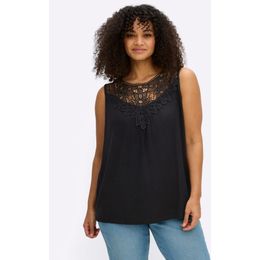 Shirttop Inspirationen, Damen, Gr. 36, schwarz, 95% Viskose, 5% Elasthan, Spitze:100% Polyester, unifarben, Rundhals, Tops Shirttop
