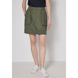 Minirock STREET ONE STUDIO, Damen, Gr. 38, gr&uuml;n (peridot gr&uuml;n), Stoff, 100% Leinen, unifarben, comfort fit kniefrei, R&ouml;cke Minirock, mit seitlichen Einschubtaschen