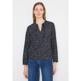 Langarmbluse Cecil, Damen, Gr. XS (36), universal blau, Stoff, 85% Viskose, 15% Nylon, gemustert, klassisch normal, Rundhals, elastischer Bund, Blusen, mit geschlitztem Rundhalsausschnitt