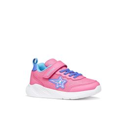 Sneaker Geox "J SPRINTYE GIRL", Damen, Gr. 30, pink, lila, Lederimitat, Textil, Glitzer, Schuhe Sneaker, Slipper mit sch&ouml;nen Glitzerdetails, Gr&ouml;&szlig;enschablone zum Download