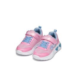 Sneaker Geox "J ASSISTER GIRL", Damen, Gr. 29, rosa, hellblau, Synthetik, Textil, kontrastfarbene Details, Basic, Schuhe Sneaker, Halbschuh, Freizeitschuh mit Klettverschluss und Blinkfunktion