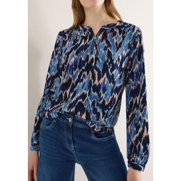 Langarmbluse Cecil, Damen, Gr. XL (44), cloud blau, Web, Obermaterial: 100% Viskose, bedruckt, l&auml;ssig geschnitten h&uuml;ftbedeckend, Rundhals, 1-Knopf-Manschette, Blusen, mit grafischem Print und Rei&szlig;verschluss