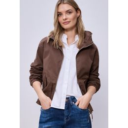 Kurzjacke Street One, Damen, Gr. 34, mahogany braun, Web, 66% Baumwolle, 34% Polyester, unifarben, comfort fit normal, ohne Ausschnitt, B&uuml;ndchen, Jacken Kurzjacke, im soften Baumwoll-Mix