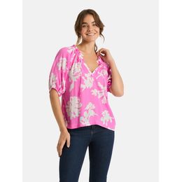LIEBLINGSST&Uuml;CK Druckbluse LIEBLINGSST&Uuml;CK "RiaL", Damen, Gr. 48, pink gemustert, Web, Obermaterial: 100% Viskose, gebl&uuml;mt, gemustert, mehrfarbig, normal, Rundhals, elastischer Bund, Blusen Druckbluse, mit gerafftem Ausschnitt, Bindeband