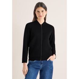Blouson Cecil, Damen, Gr. XXL (46), schwarz, Stoff, 46% Modal, 46% Polyester, 8% Elasthan, unifarben, comfort fit normal, Rundhals, abgesteppt, Jacken Blouson, Rundhalsausschnitt