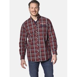 Karohemd Jan Vanderstorm "Hemd NANTWIN", Herren, Gr. 4XL, weit, rot (dunkelrot kariert), Obermaterial: 100% Baumwolle CO., Hemden Karohemd