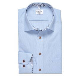 Businesshemd MARVELIS, Herren, Gr. 46, N-Gr, blau (rauchblau), Web, Obermaterial: 100% Baumwolle, unifarben mit Farbeinsatz, h&uuml;ftbedeckend, Manschette, Hemden