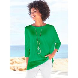 Oversize-Shirt Heine "Oversized Shirt", Damen, Gr. 34, gr&uuml;n (grasgr&uuml;n), 95% Viskose, 5% Elasthan, Chiffon:100% Polyester, unifarben, Rundhals, Shirts
