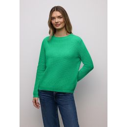Strickpullover Street One, Damen, Gr. 34, arcadia gr&uuml;n meliert, Web, 37% Baumwolle, 34% Polyacryl, 26% Polyester, 3% Elasthan, unifarben, normal normal, Rundhals, Rippb&uuml;ndchen, Pullover Strickpullover, Grobstrick