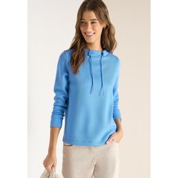 Sweatshirt Cecil, Damen, Gr. L (42), fountain blau, Sweatware, Obermaterial: 76% Viskose, 16% Nylon, 8% Elasthan, unifarben, l&auml;ssig geschnitten h&uuml;ftbedeckend, Rundhals, B&uuml;ndchen, Sweatshirts Sweatshirt, mit Tape-Detail