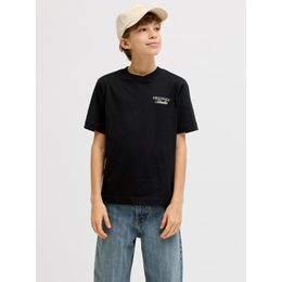 Jack & Jones T-Shirt JACK & JONES JUNIOR "JORNORREBRO TYPO TEE SS CREW NECK SN JNR", Jungen, Gr. 140, schwarz, Single Jersey, Obermaterial: 100% Baumwolle, bedruckt, relaxed fit normal, Rundhals, Shirts T-Shirt