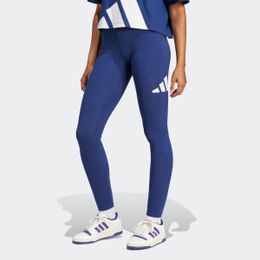 Trainingstights adidas Sportswear "W BL SJ LEG", Damen, Gr. L, N-Gr, blau (dunkelblau, wei&szlig;), Obermaterial: 90% Baumwolle, 10% Elasthan, Hosen, mit hohem Bund, aus Baumwolle und Elasthan, stretchig