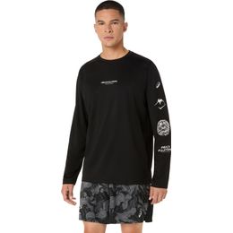 Laufshirt asics "FUJITRAIL LOGO LS TOP", Herren, Gr. XXL, performance schwarz, carrier grau, cool grau, Obermaterial: 100% Polyester, Shirts Laufshirt