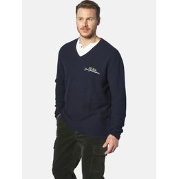 V-Ausschnitt-Pullover Jan Vanderstorm "Pullover PERRIKVIK", Herren, Gr. L, blau (dunkelblau), Obermaterial: 100% Baumwolle CO., Pullover