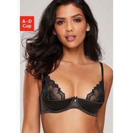 B&uuml;stenhebe Lascana, Damen, Gr. 70, Cup B, schwarz, Spitze, Obermaterial: 76% Polyamid, 16% Elasthan, 8% Polyester, BHs B&uuml;stenhebe, aus edlem Satin-Material mit dezent transparenter Spitze, sexy Dessous