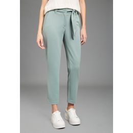 Paperbag-Hose Bruno Banani, Damen, Gr. 42, N-Gr, salbei, Milano Rib, Obermaterial: 76% Polyester, 20% Viskose, 4% Elasthan, unifarben, bequem kn&ouml;chelfrei, Hosen Paperbag-Hose, aus elastischem Milano Rib Material, bequeme Passform