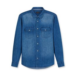 OLYMP Herren Jeanshemd "Casual", blau, Gr. S, unifarben, Denim/Jeans, Obermaterial: 100% Baumwolle, Hemden, im Denim-Look, Kentkragen