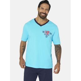 Shorty Jan Vanderstorm "Kurzer Schlafanzug EDIN", Herren, Gr. 4XL, blau (t&uuml;rkis), Obermaterial: 100% Baumwolle CO., Homewear-Sets Shorty