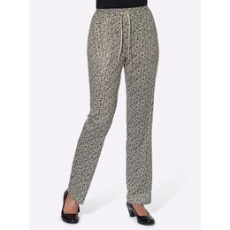 Jerseyhose Classic Basics, Damen, Gr. 23, Kurzgr&ouml;&szlig;en, beige (sand, millefleurs), 100% Polyester, gemustert, lang, Hosen Jerseyhose