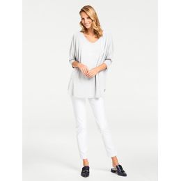 Oversize-Shirt Heine "Oversized Shirt", Damen, Gr. 34, wei&szlig; (sanftes wei&szlig;), 95% Viskose, 5% Elasthan, unifarben, V-Ausschnitt, Shirts
