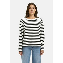 Smith & Soul Sweatshirt SMITH & SOUL, Damen, Gr. L, schwarz, Sweatware, Obermaterial: 100% Baumwolle, gestreift, h&uuml;ftbedeckend, Rundhals, Sweatshirts Sweatshirt, mit Label-Aufn&auml;her, Rundhals