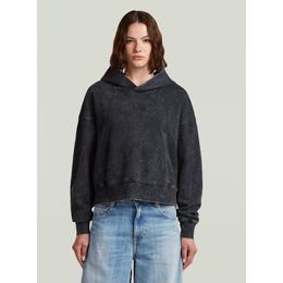 G-Star Raw Longpullover G-STAR "Washed A Line Script Hoodie Sweater", Damen, Gr. S, dk schwarz smokey gd, Obermaterial: 100% Baumwolle, Pullover Longpullover