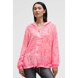Langarmbluse SOCCX, Damen, Gr. L, neon rose, Web, Material: 100% Viskose, bedruckt, regular fit normal, hoch geschlossener Ausschnitt, &Auml;rmel mit &Auml;rmelschlitz, Blusen, mit Tunnelzugband im Saum