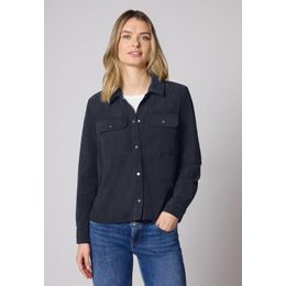Cordjacke Street One, Damen, Gr. 46, shadowed navy, Stoff, 100% Polyester, unifarben, comfort fit normal, V-Ausschnitt, B&uuml;ndchen, Jacken, in Cord-Optik