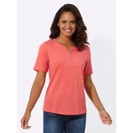 Rundhalsshirt Casual Looks "Shirt", Damen, Gr. 38, orange (koralle), 100% Baumwolle, unifarben, Rundhals, Shirts Rundhalsshirt