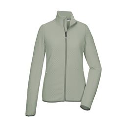 Strickjacke Killtec "KOS 79 WMN FLX JCKT", Damen, Gr. 44, graugr&uuml;n, Obermaterial: 97% Polyester, 3% Elasthan, Strickjacken Strickjacke, Powerstretchjacke mit Flechtmuster, 2-Wege-Stretch, Kinnschutz