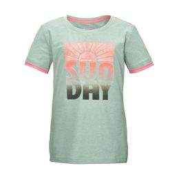 T-Shirt Killtec "KOS 133 GRLS TSHRT", M&auml;dchen, Gr. 116, hellgr&uuml;n, Obermaterial: 65% Polyester, 30% Baumwolle, 5% Elasthan, Rundhals, Shirts T-Shirt, Farbenfrohes M&auml;dchen-T-Shirt mit &bdquo;Sunday&ldquo;-Print