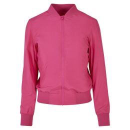 Allwetterjacke Urban Classics "Urban Classics Damen Ladies Light Bomber Jacket", Damen, Gr. L, hibiskus pink, 100% Polyester, unifarben, normal, Rundhals, Jacken