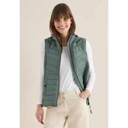Kurzweste Cecil, Damen, Gr. XL (44), kelp gr&uuml;n, Stoff, 67% Polyester, 27% Viskose, 6% Elasthan, unifarben, comfort fit normal, ohne Ausschnitt, Westen, im Hoodie-Style